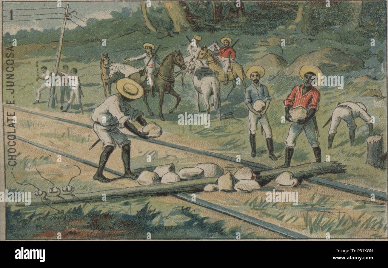 Guerra de Cuba (1896-1898). Rebeldes cubanos interrumpiedo las ...