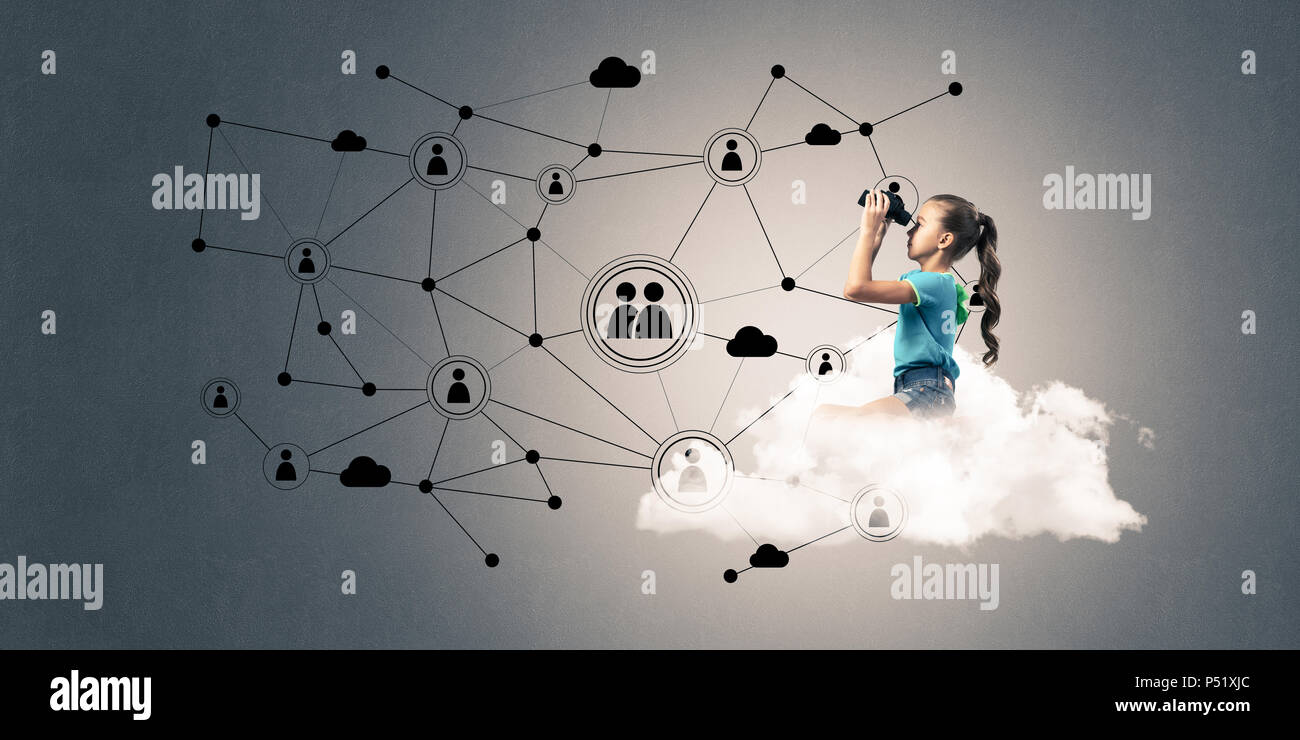 Idea of children Internet communication or online playing and pa Stock ...