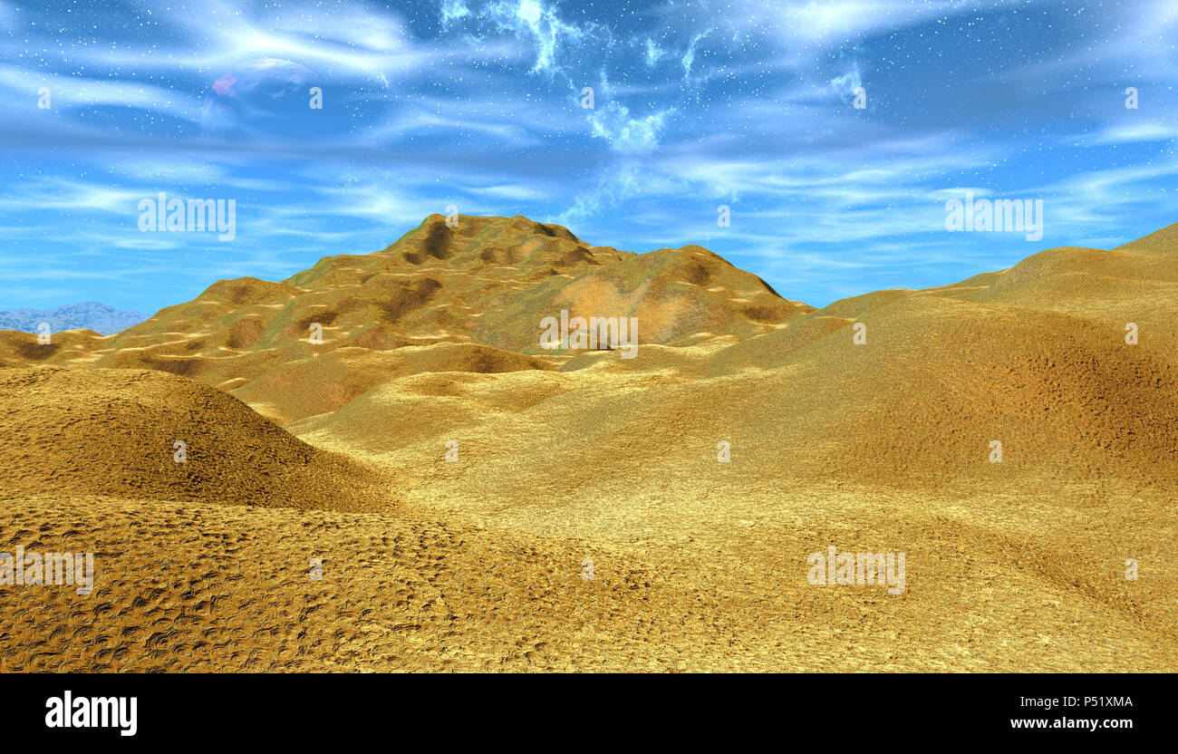Fantasy alien planet. Mountain. 3D illustration Stock Photo - Alamy