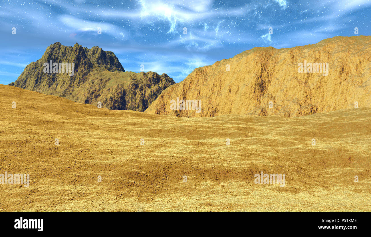 Fantasy alien planet. Mountain. 3D illustration Stock Photo - Alamy