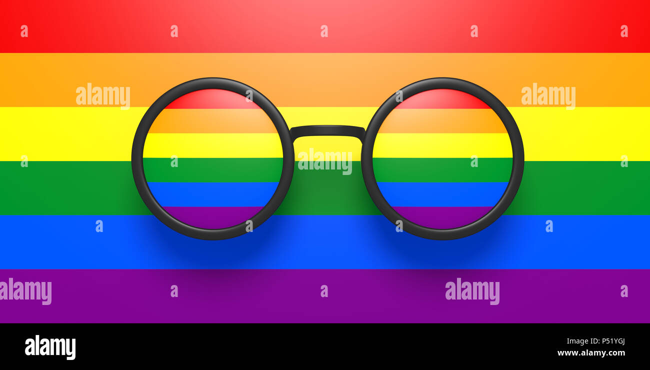 Gay pride concept. Eyeglasses round black with prescription lens ...