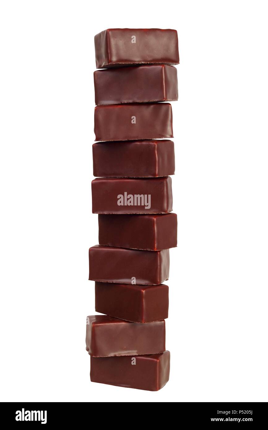Chocolates stack isolated on white background Stock Photo - Alamy