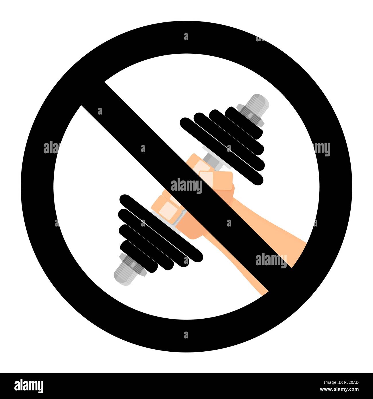Exercise forbidden symbol. Warning training with barbell, no ...