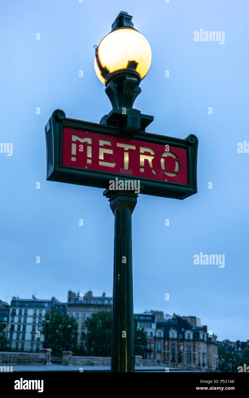 the sign of the Underground in Paris in classical Liberty style Stock ...