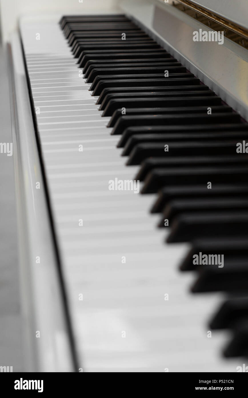 Closeup of the black and white keys of a piano keyboard Stock Photo - Alamy