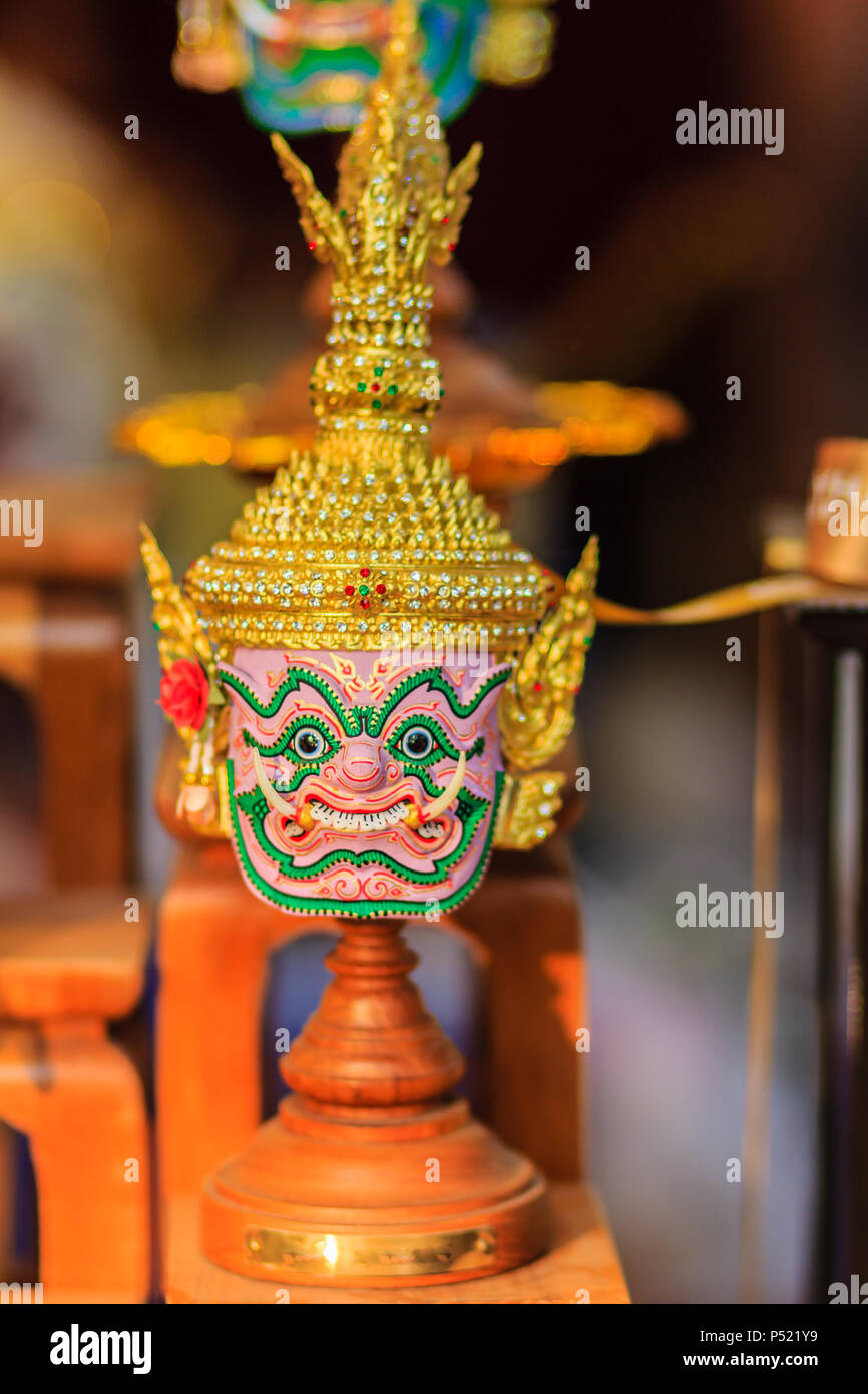 Beautiful native Thai giant khon mask use in royal performance, Khon ...