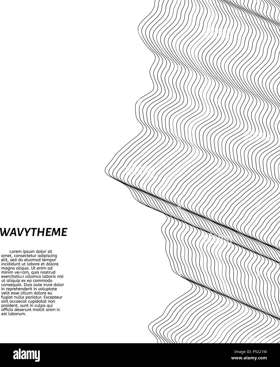 Minimalist cover design with wavy lines. Vector design element Stock ...