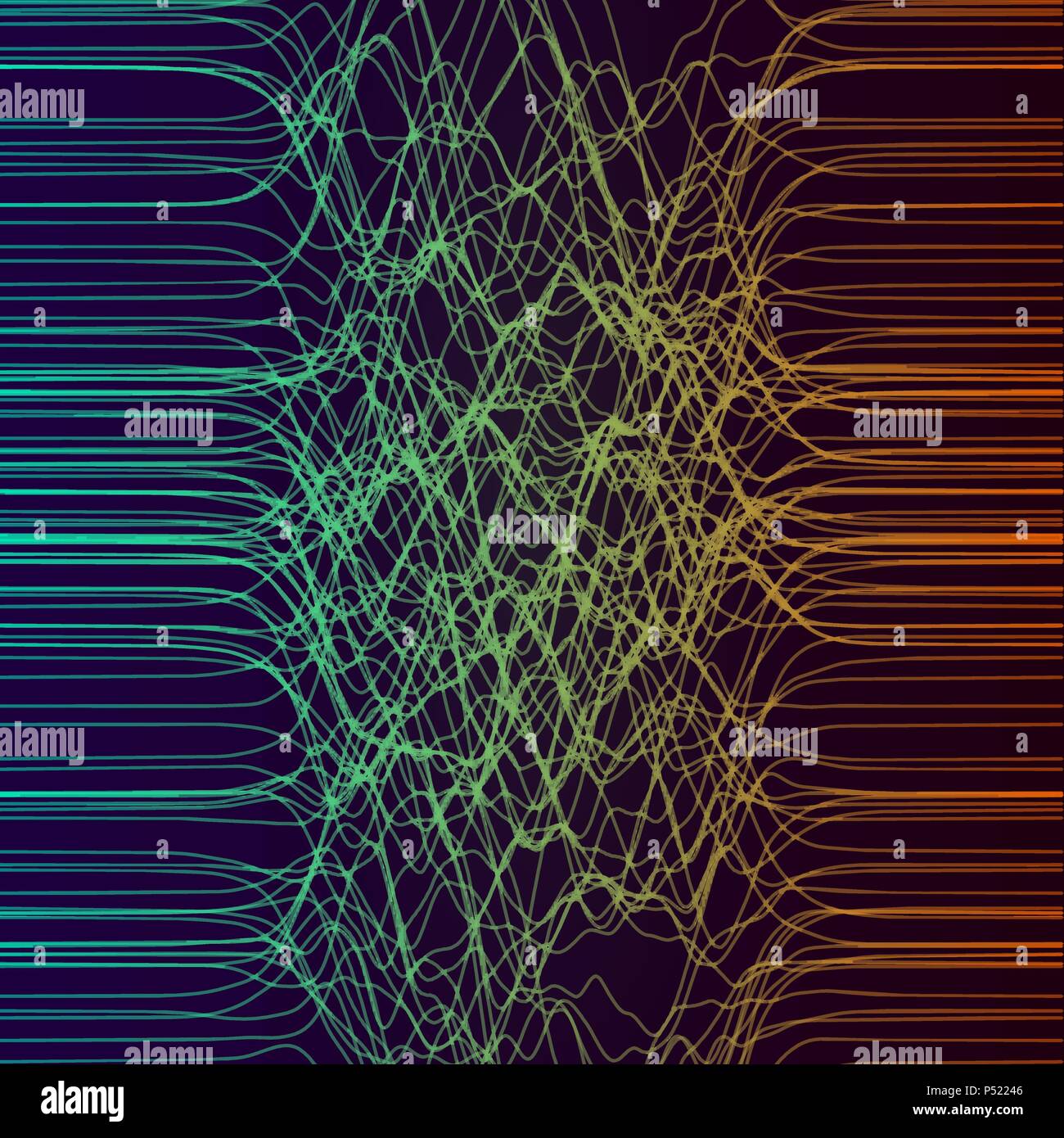 Bunch of coonection wires from side to sied. Futuristic technological ...