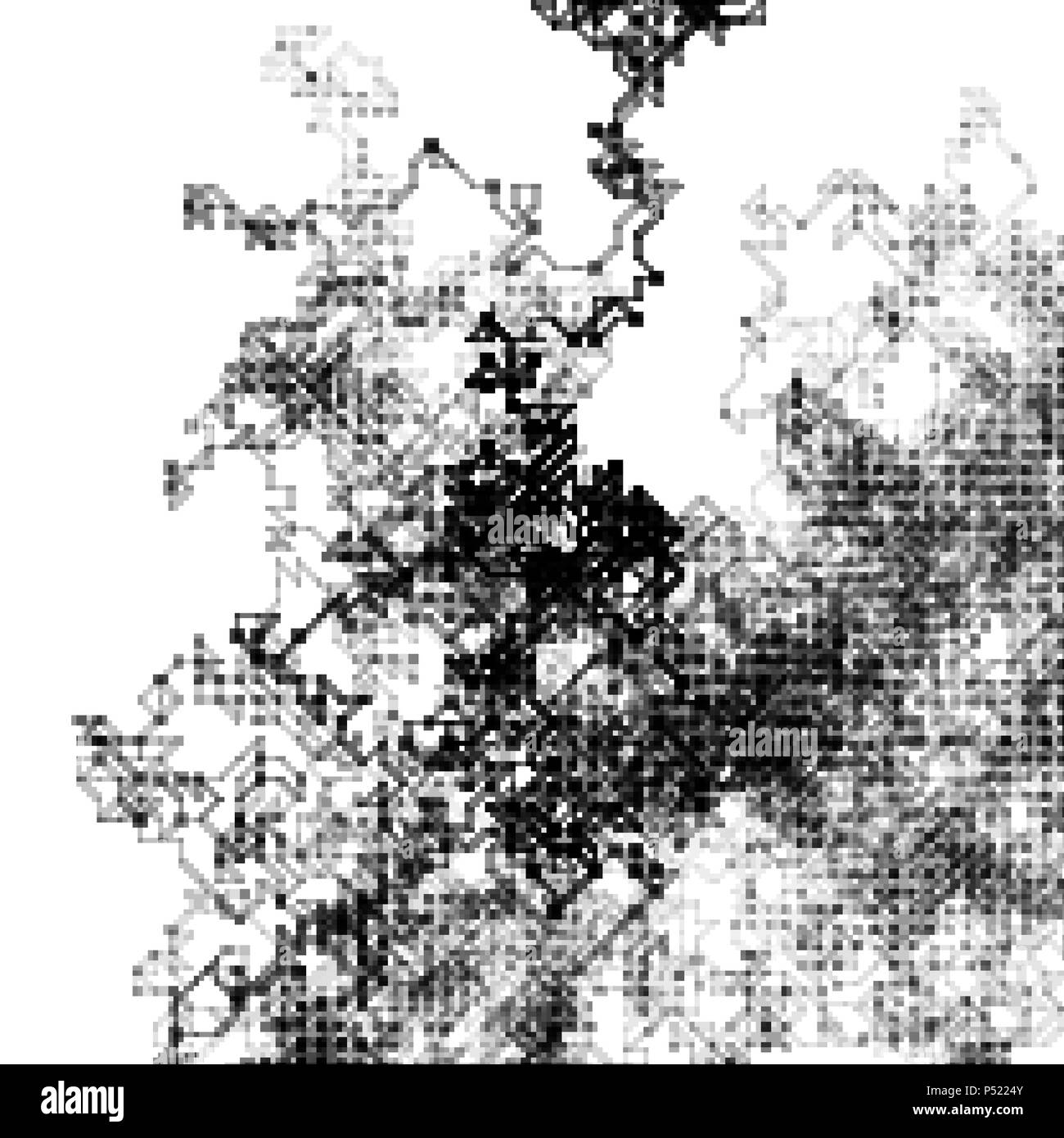 Abstract composition of fading lines and dots. Stranger walker modeling ...