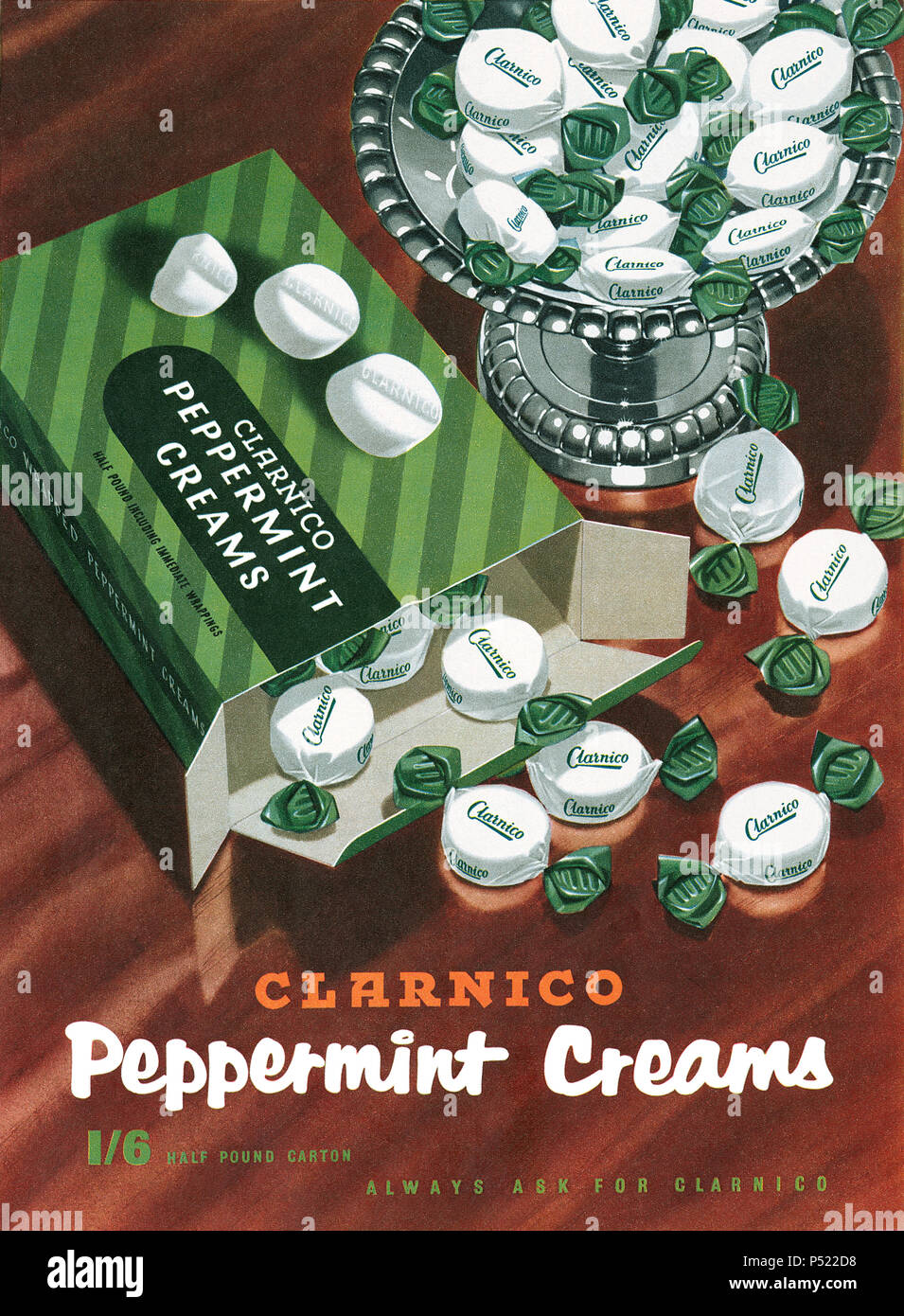 1956 British advertisement for Clarnico Peppermint Creams Stock Photo ...