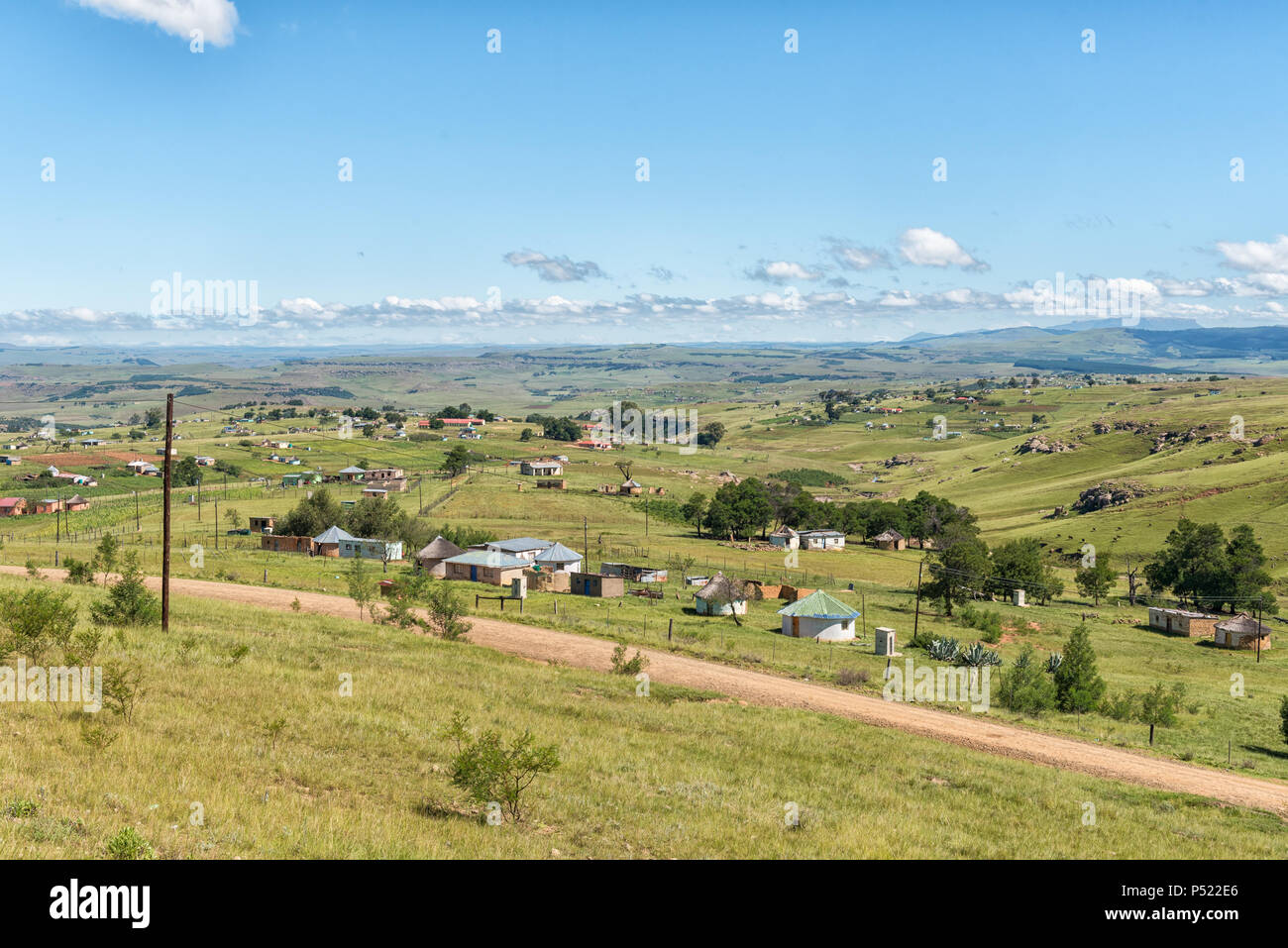 SANI TOP, LESOTHO - MARCH 26, 2018: Small farms below Katkop Pass ...