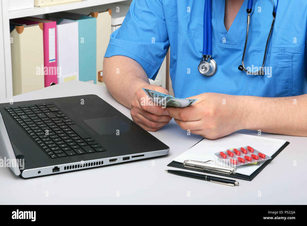 Medical Concept Health Price Dollars With Assorted Pills Cardiogram