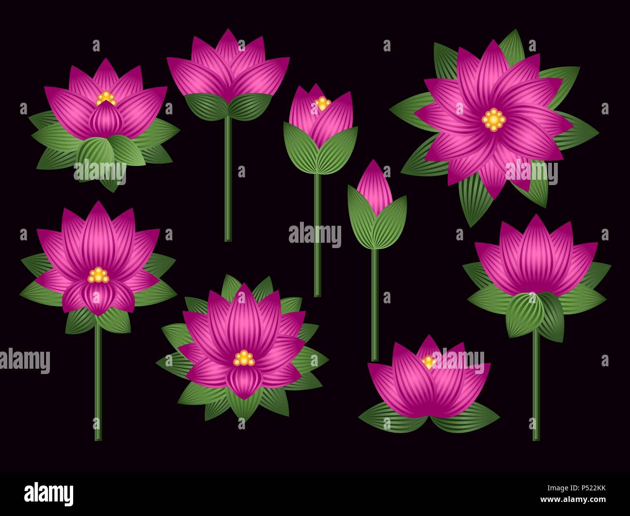 Set of lotus flowers Stock Vector Image & Art - Alamy