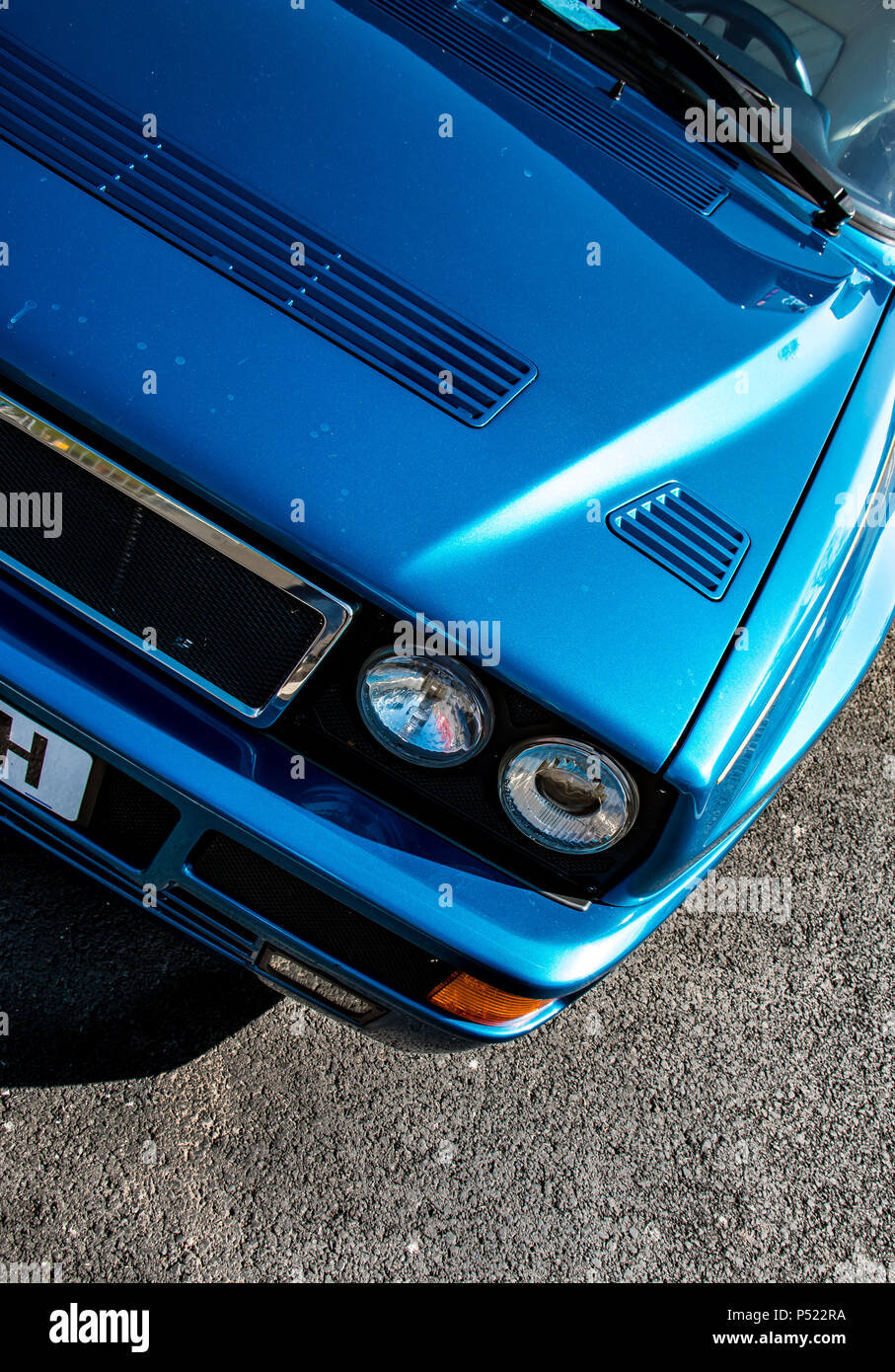 A blue retro Lancia Delta sports car Stock Photo - Alamy