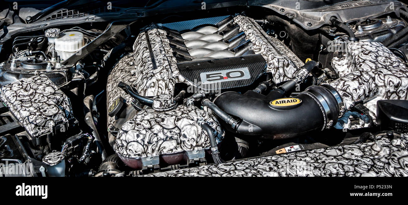 A custom Ford Mustang V8 engine Stock Photo - Alamy