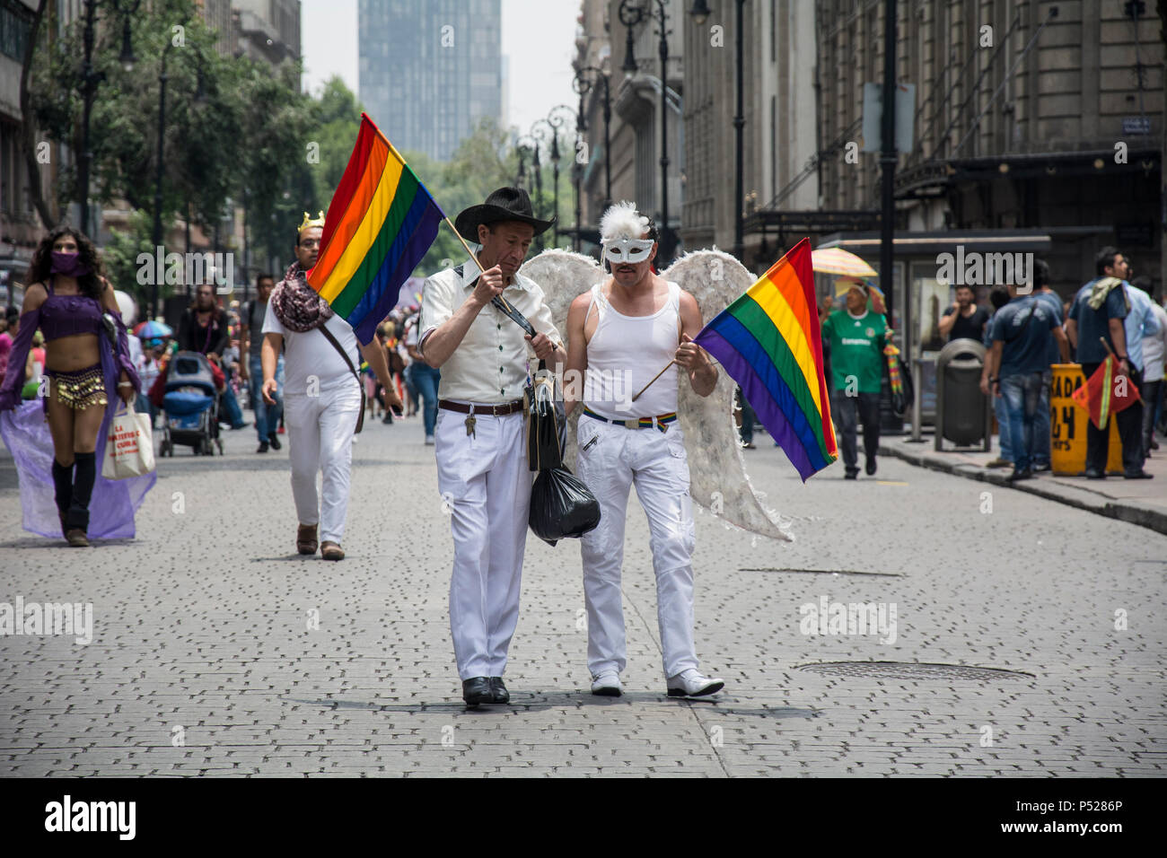 Mexico City, Mexico. 23rd June, 2018. Two men participate in the ...