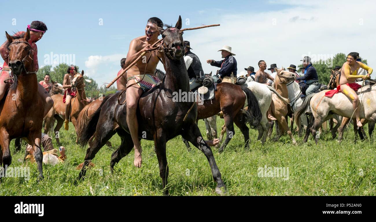 Crow Agency, Montana, USA. 23rd June, 2018. The annual reenactment of ...