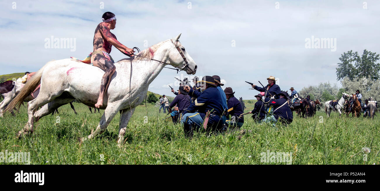 Crow Agency, Montana, USA. 23rd June, 2018. The annual reenactment of ...