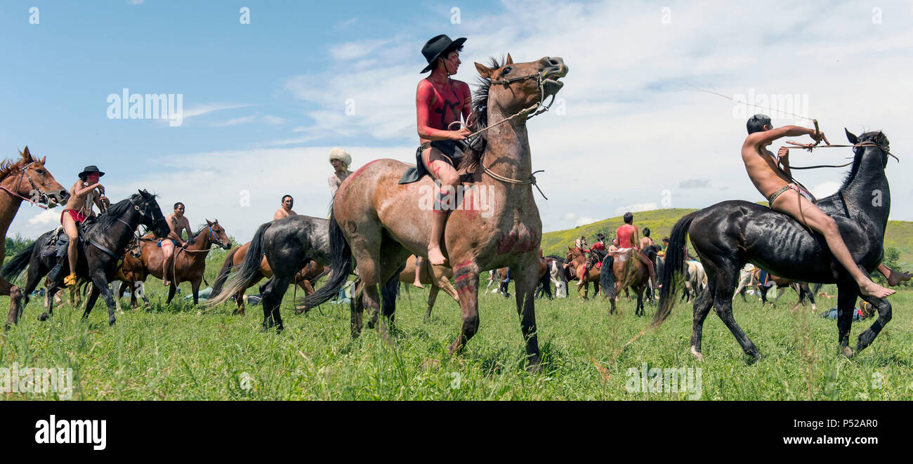 Crow Agency, Montana, USA. 23rd June, 2018. The annual reenactment of ...
