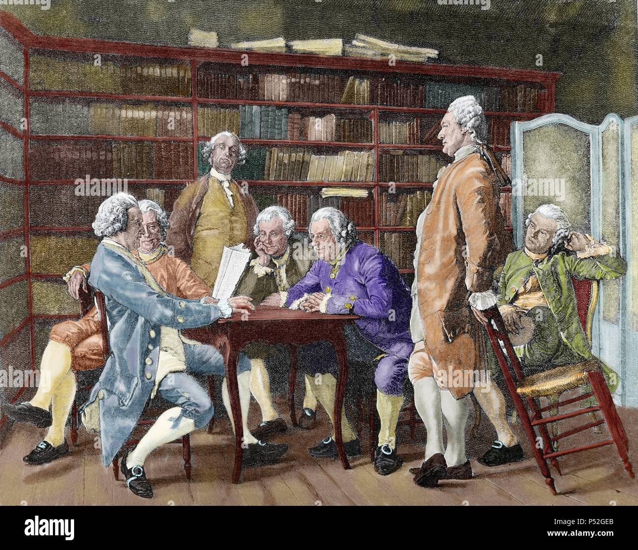 Diderot, Denis (1713-1784). French writer and philosopher. The tertulia ...