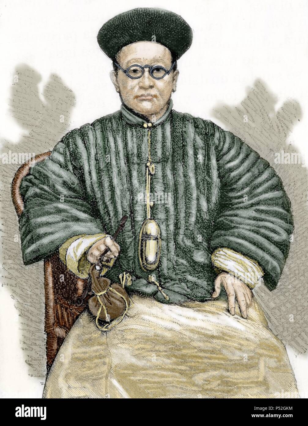 Chinese doctor. 19th century engraving. Colored Stock Photo - Alamy