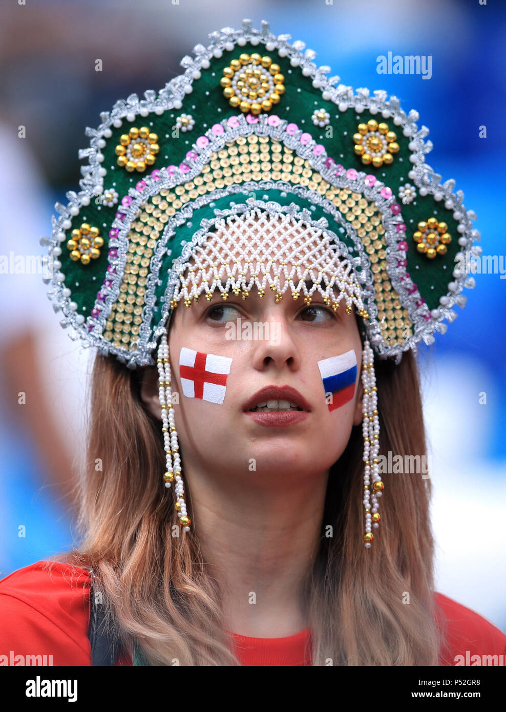 A fan in face paint during the FIFA World Cup Group G match at the ...