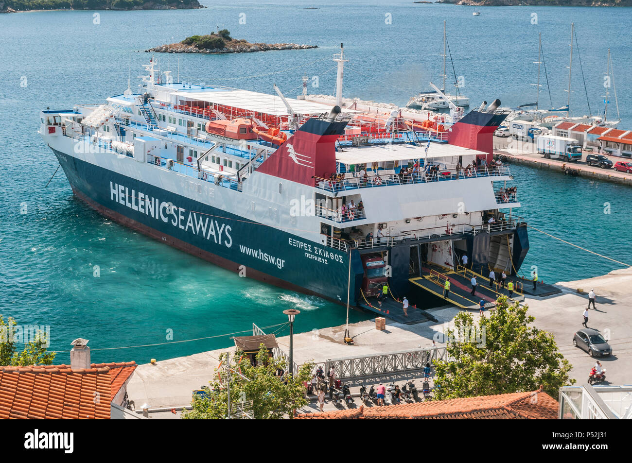 Skiathos, Greece. 15 June 2018: Helenic seaways ferry boat Express ...