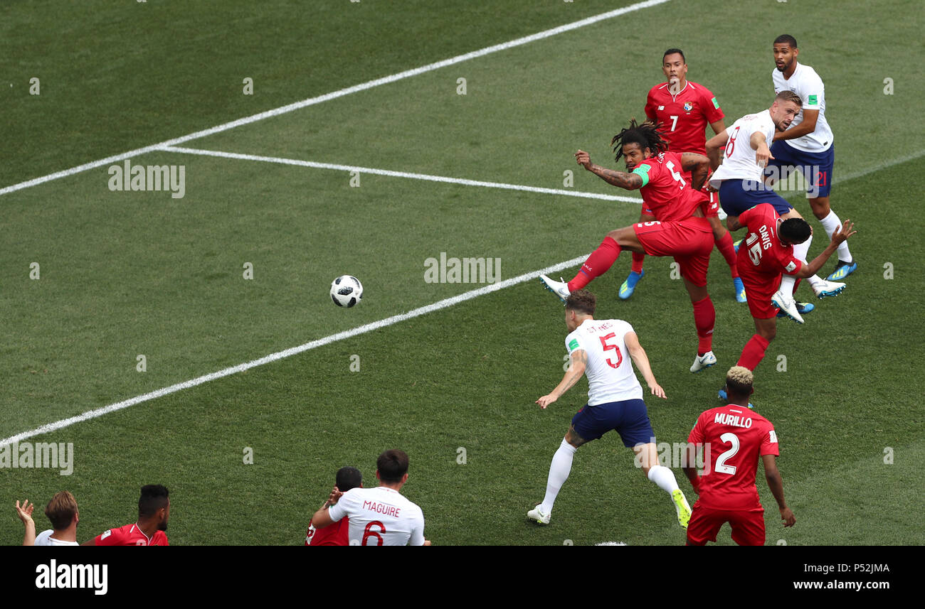 England's John Stones scores his side's first goal of the game during ...
