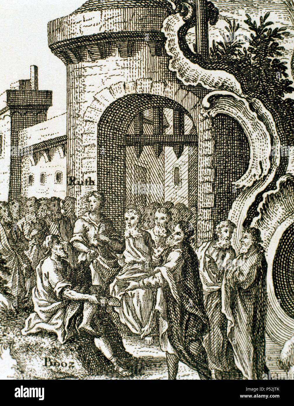 The Book of Ruth. Wedding of Boaz and Ruth. Engraving Stock Photo - Alamy