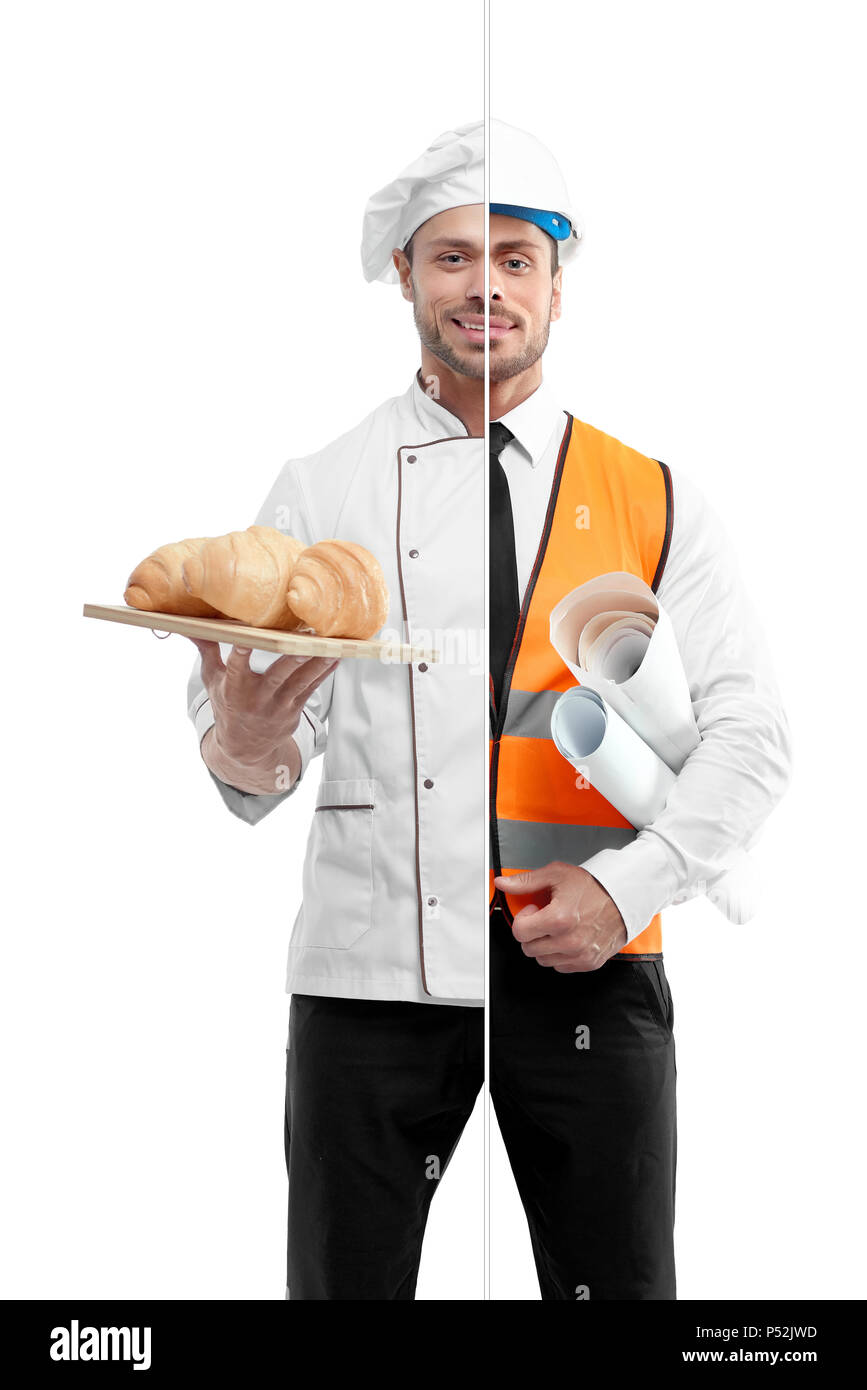 Photo comparison of chef architect's outlook. Chef wearing white chef's ...