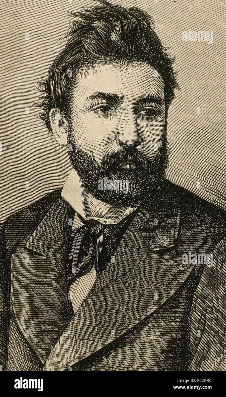 Tomas Padro Peret (1840-1877). Spanish artist. Portrait. Engraving by A ...