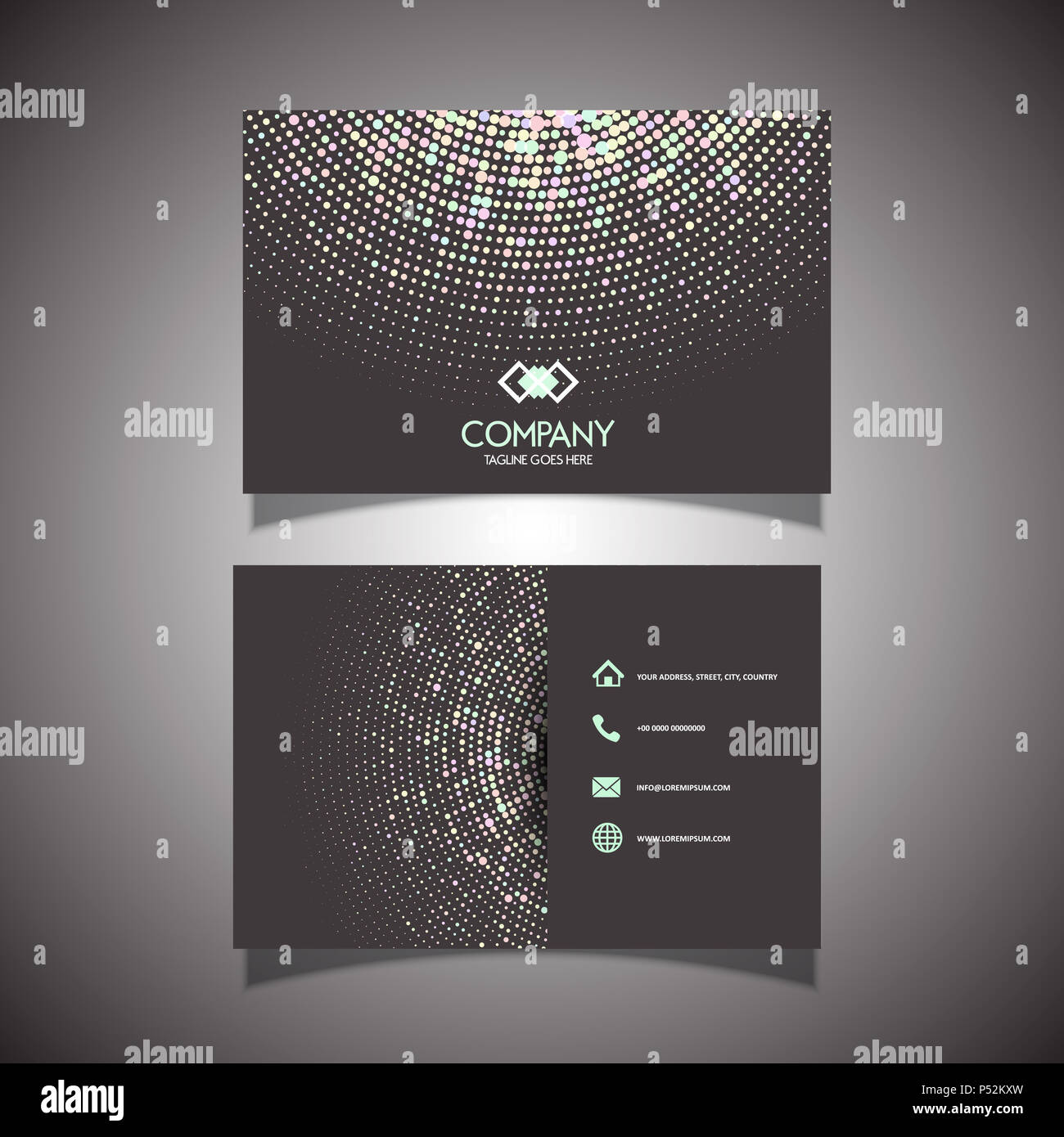 Business card with a halftone dots design Stock Photo - Alamy