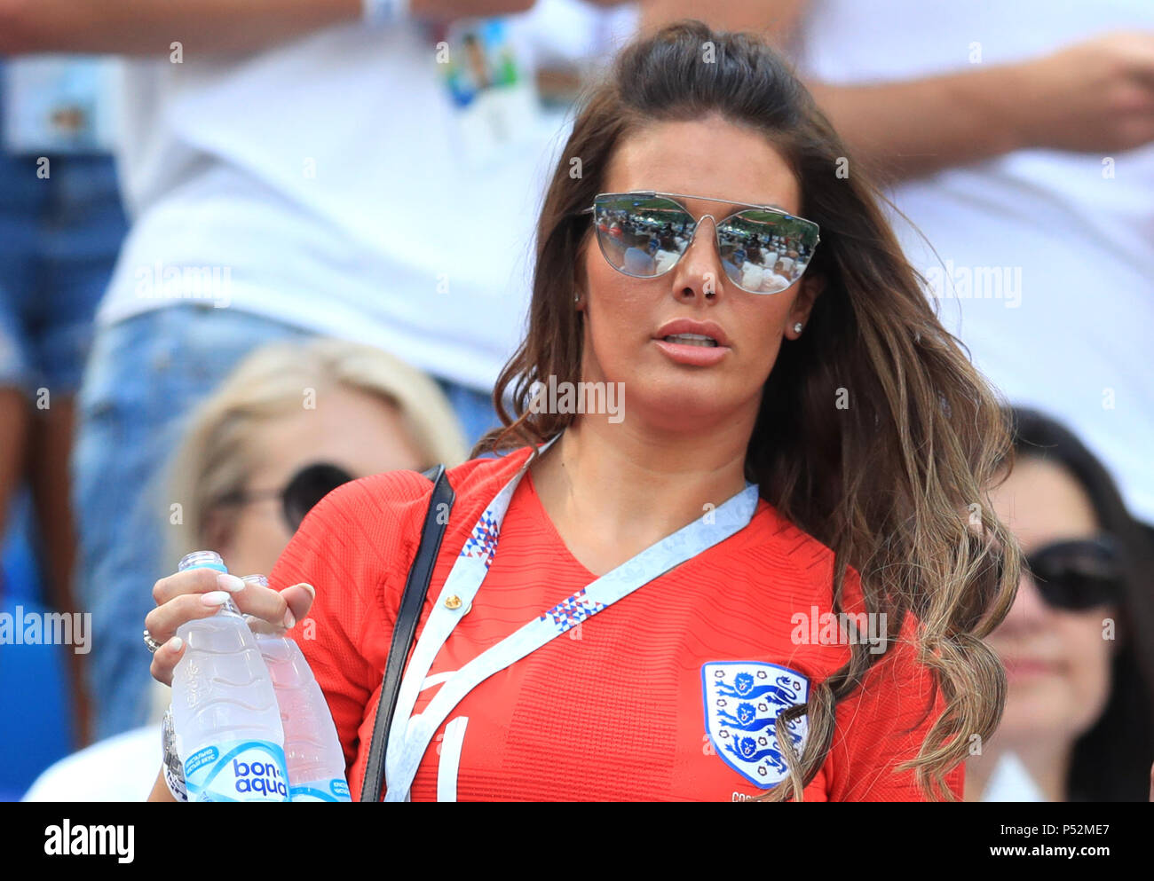 Rebekah Vardy, wife of England's Jamie Vardy, in the stands during the ...