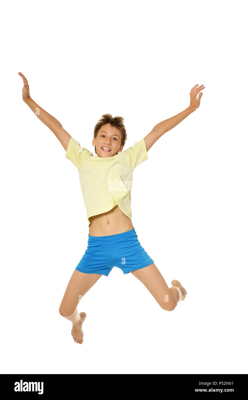 Young boy doing exercises Stock Photo - Alamy
