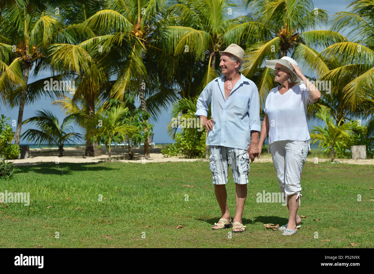 Senior couple at hotel resort Stock Photo - Alamy