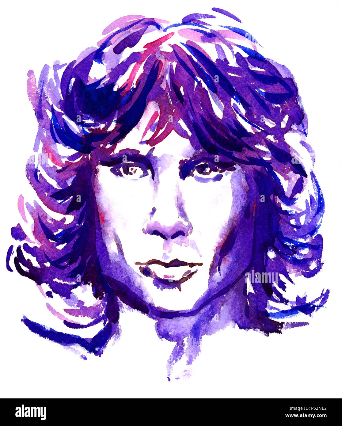 Jim Morrison, The Doors leader, iconic face portrait in purple colors ...
