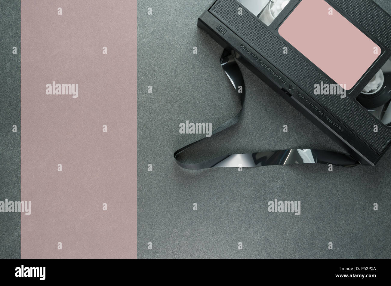 VHS compact magnetic tape analog recording cassette - top view Stock ...