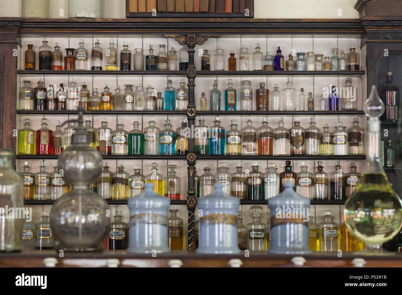 Old fashioned Pharmaceutical display in a Victorian Apothecary Stock ...