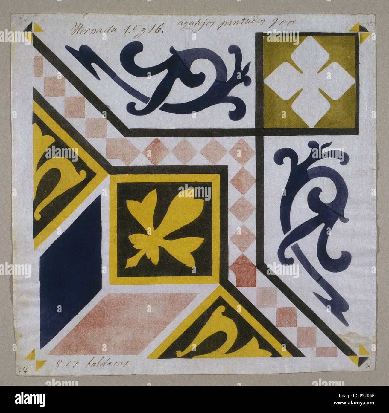 Catalan Modernism. Original desing of tile for the decoration of the ...