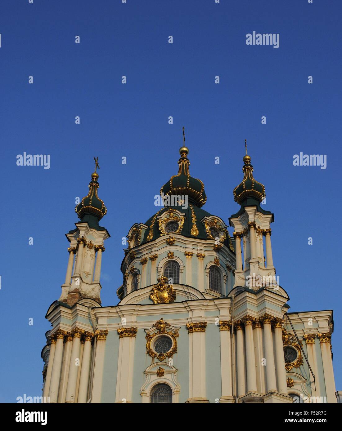 Ukraine. Kiev. Saint Andrew's church. Baroque. Constructed in 1747-1754 ...