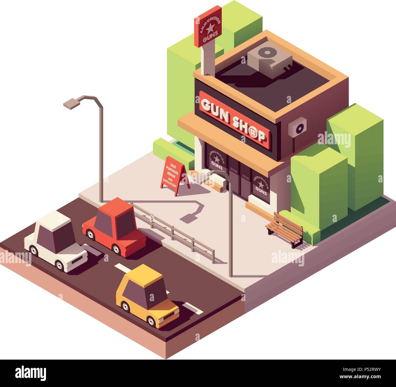 Vector isometric gun shop Stock Vector Image & Art - Alamy