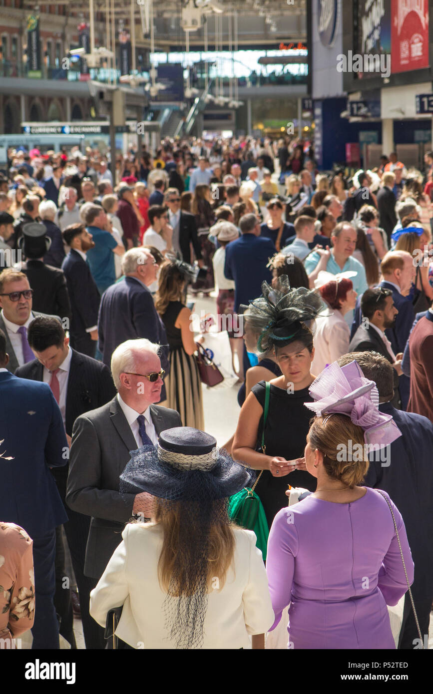 A crowded Waterloo station in London as race goers board trains to go ...