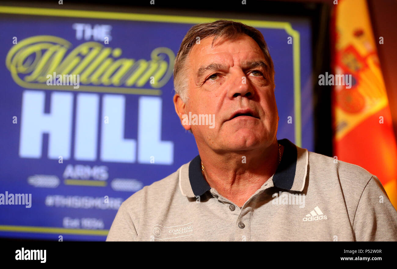 Sam Allardyce at the Lord Raglan Pub in London as fans watch the World ...