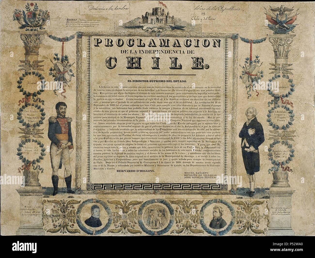 PROCLAMACION DE LA INDEPENDENCIA DE CHILE FECHADO EL 1 DE ENERO DE 1818 ...
