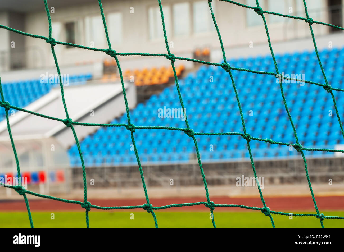View of the stadium through the soccer goal net Stock Photo - Alamy