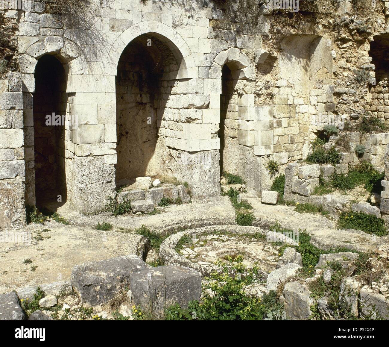 Syria. Citadel of Salah Ed-Din or Saladin Castle. Ruins of baths. Near ...
