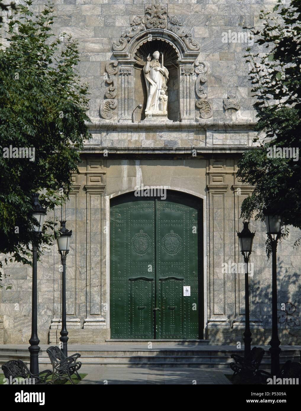 Spain. Catalonia. Palafolls. Church of Saint Nicholas. Facade. 18th ...