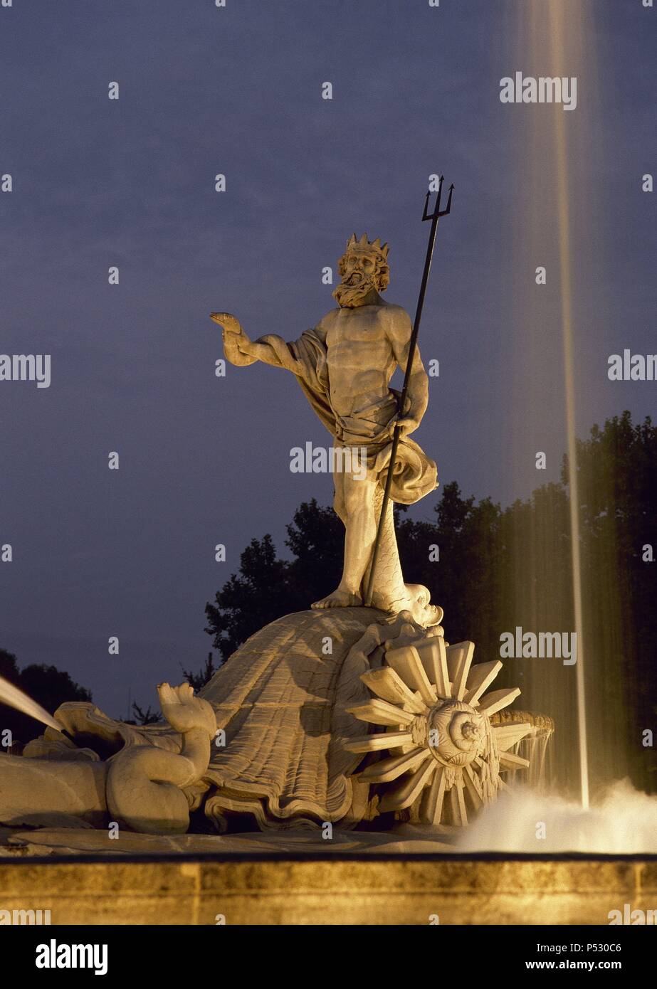 Spain. Madrid. The Neptune Fountain. Built by Juan Pascual de Mena ...