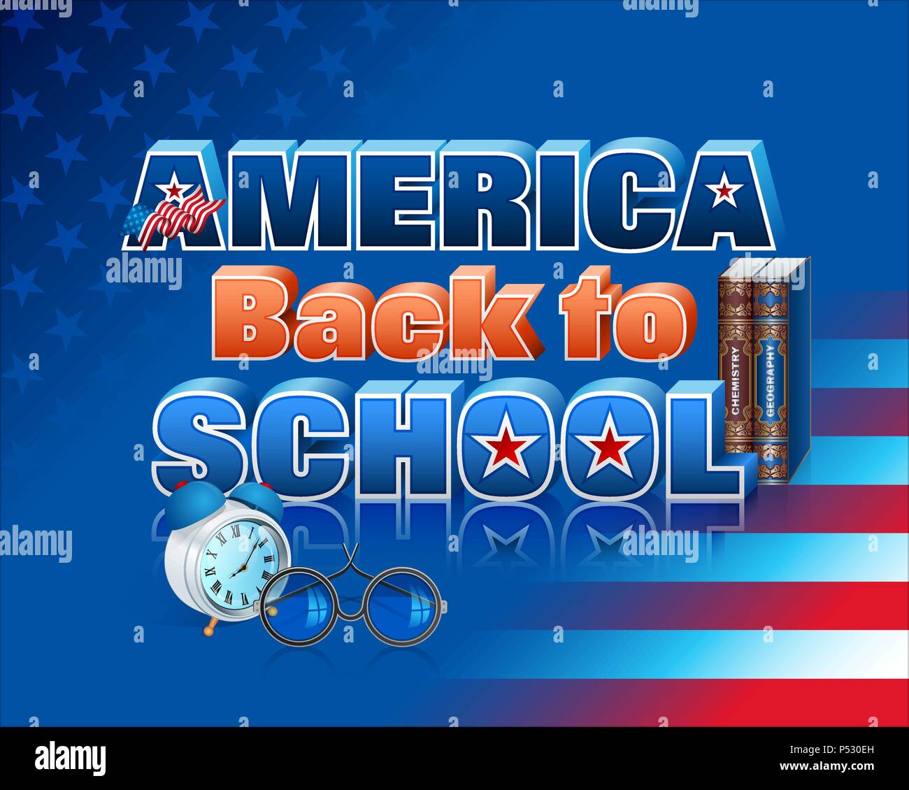 Background with Back to school 3d texts for American event Stock Vector ...