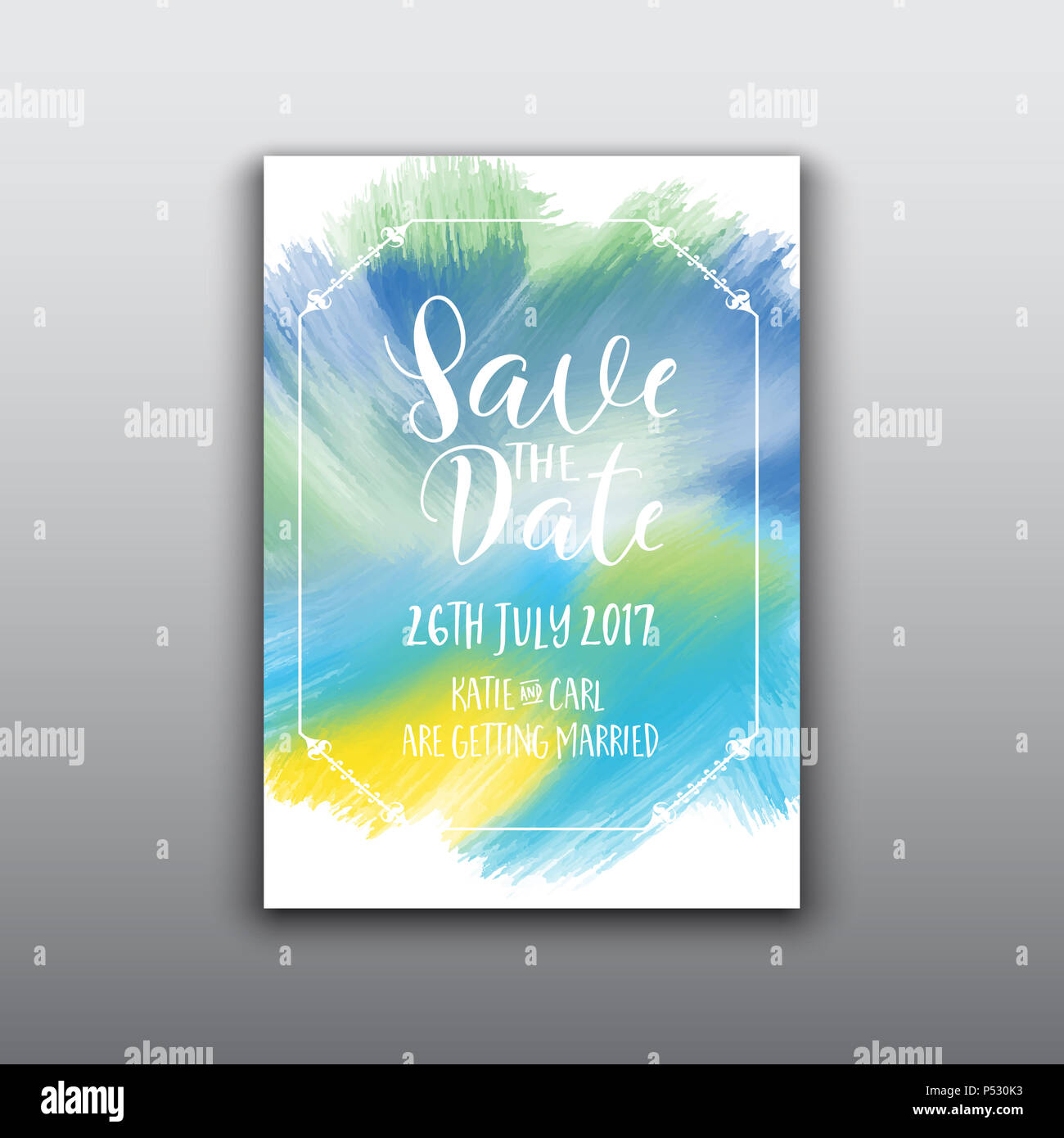 Decorative save the date background with watercolour design Stock Photo ...